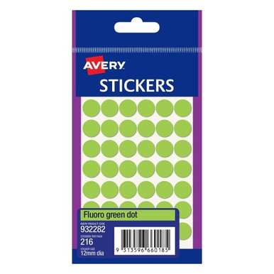 Avery Fluoro Red Dot Stickers 12mm Diameter Round Permanent