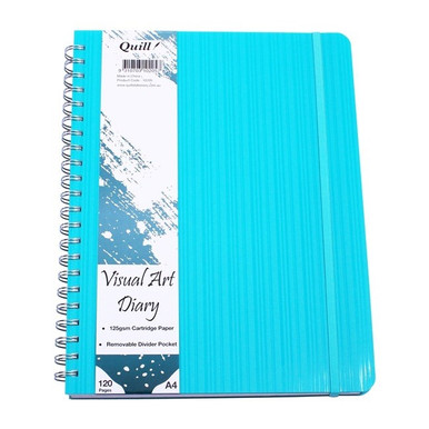 Quill Premium PP Quill Visual Art Diary A4 120pg 125gsm Aqua