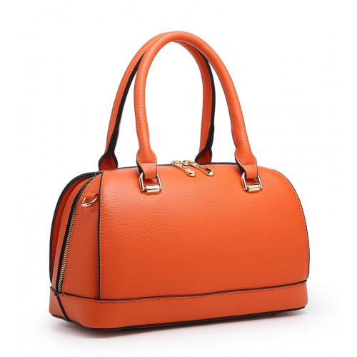 Classic Style Bowler Handbag with Detachable Shoulder Strap - Camel ...
