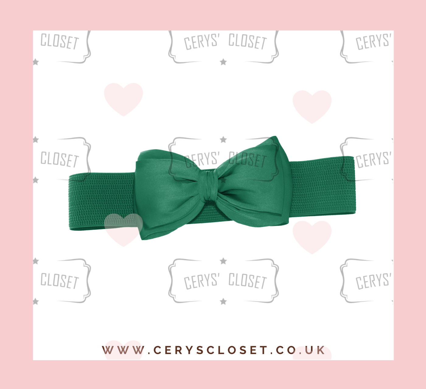 50s Vintage Inspired Elasticated Waspie Satin Bow Belt - Green - Cerys ...