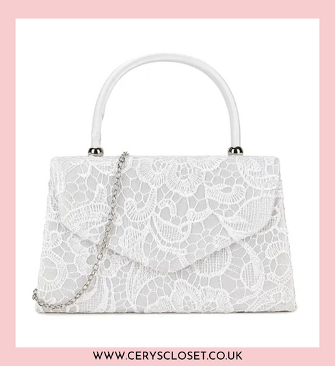 Lace Covered Envelope Tote Bag with Single Top Handle and Detachable ...