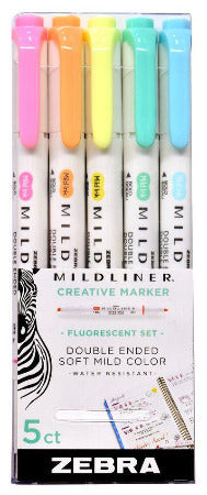Wholesale Zebra Mildliner Double Ended Highlighter 5 Packs