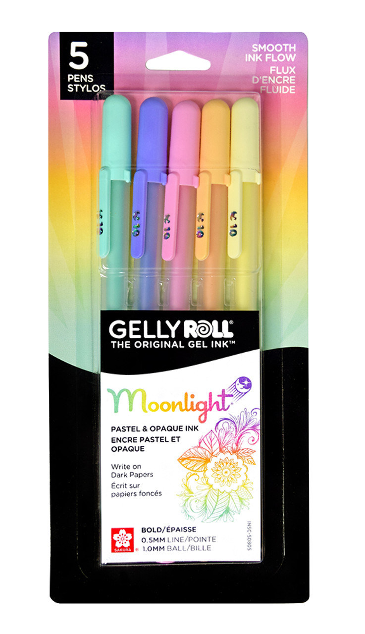 Gelly Roll Moonlight 10, Bold Pastel Colors- Pack of Five