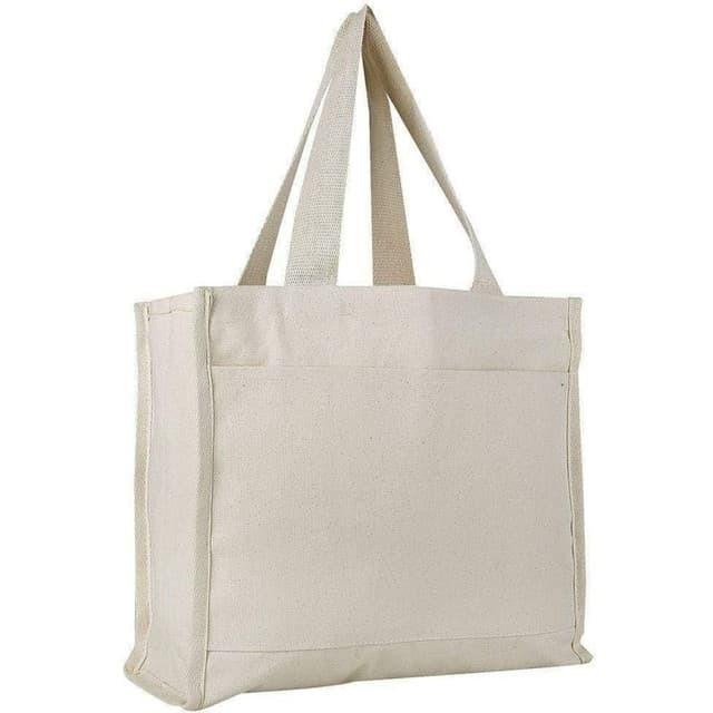 Canvas Tote Bags with Zipper Closure and Front Pocket | BagzDepot