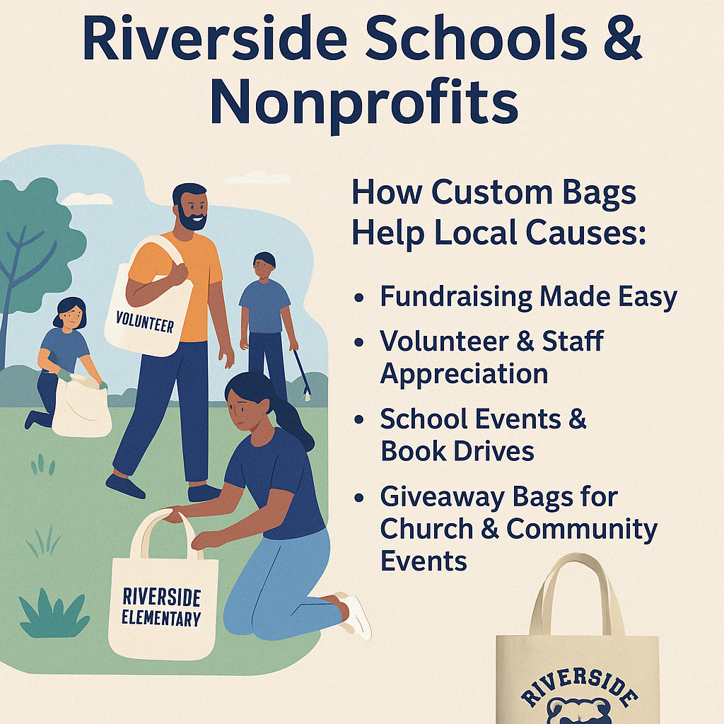 Custom Tote Bags for Riverside Schools & Nonprofits - BagzDepot