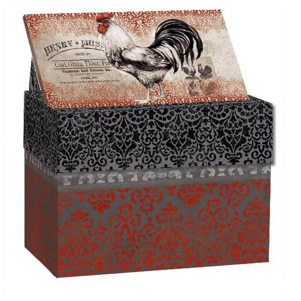 Lang Cardinal Rooster Recipe Card Box - Holds 4 x 6 Cards