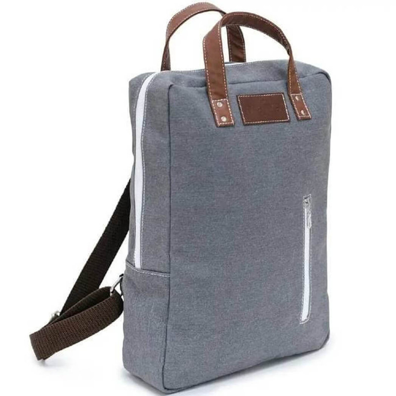 Maika Zippered Backpack | Recycled Canvas |Waxed Ash