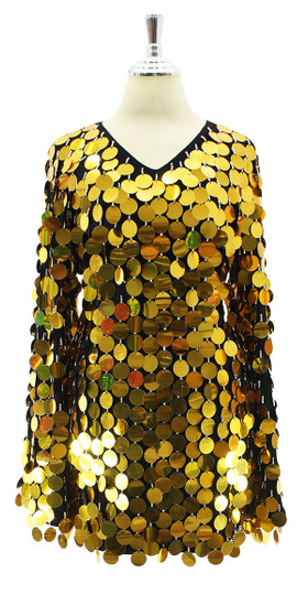 In-Stock Short Dress In Gold Metallic Jumbo Sequins