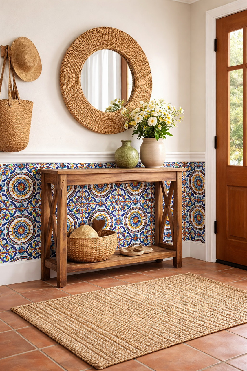 Cobalt Medallion Mexican Talavera Tile