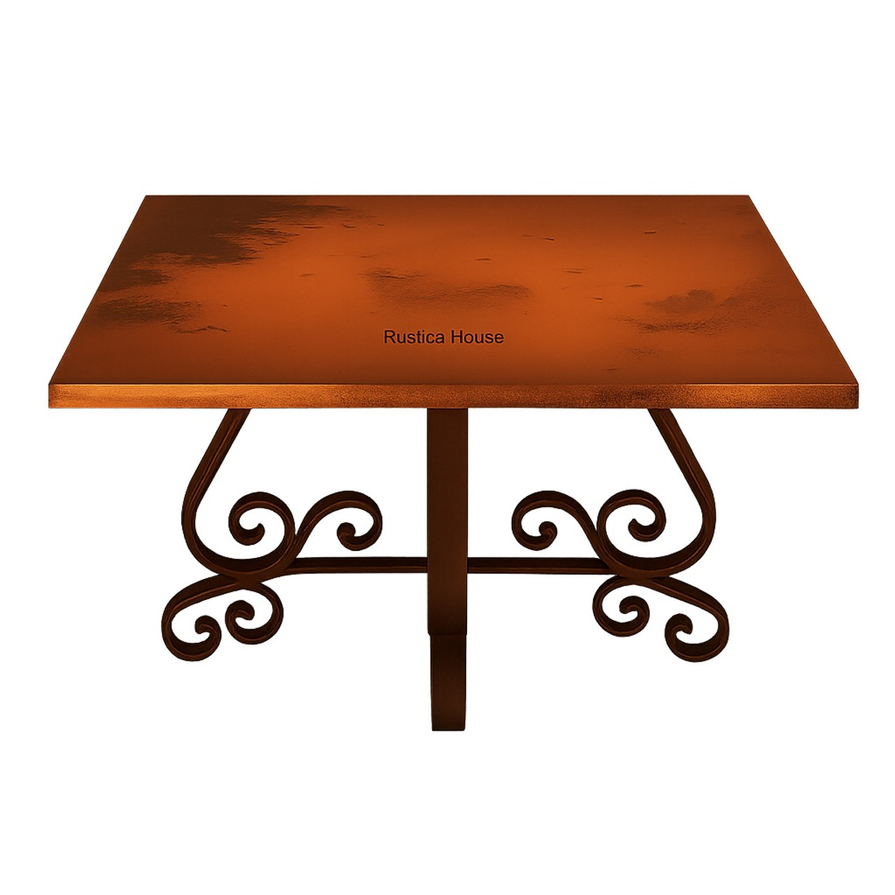 Colonial Copper Table & Iron Base | Rustic Elegance - Rustica House