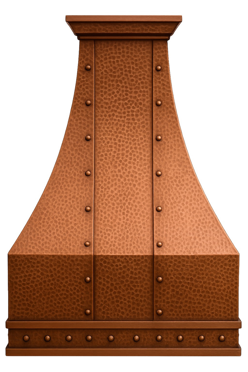 Hard-Hammered Copper Range Hood – Textured Artisan Design - Rustica House