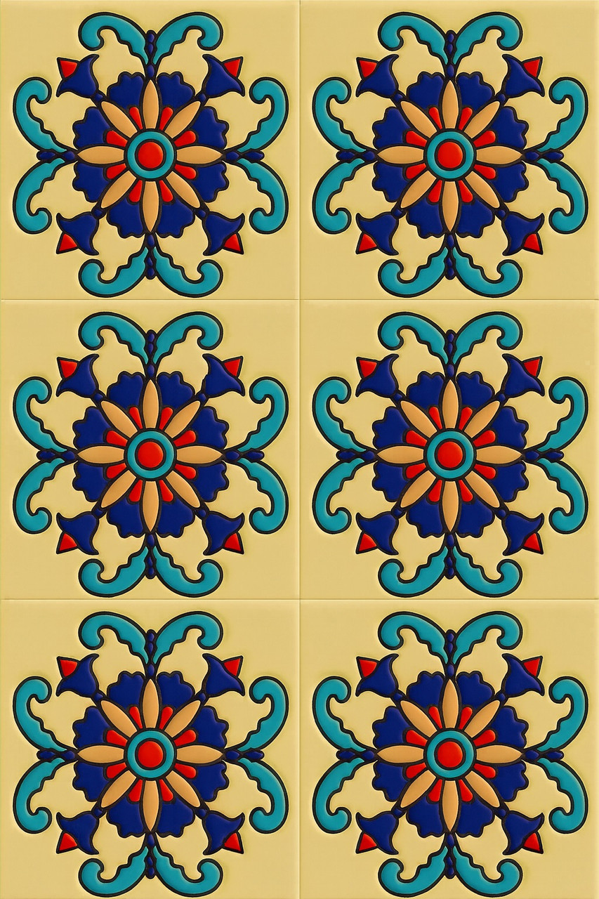 Talavera Relief Tile Lifestyle Ideas | Decorative Scroll Tile for Kitchen, Courtyard, Fireplace ...
