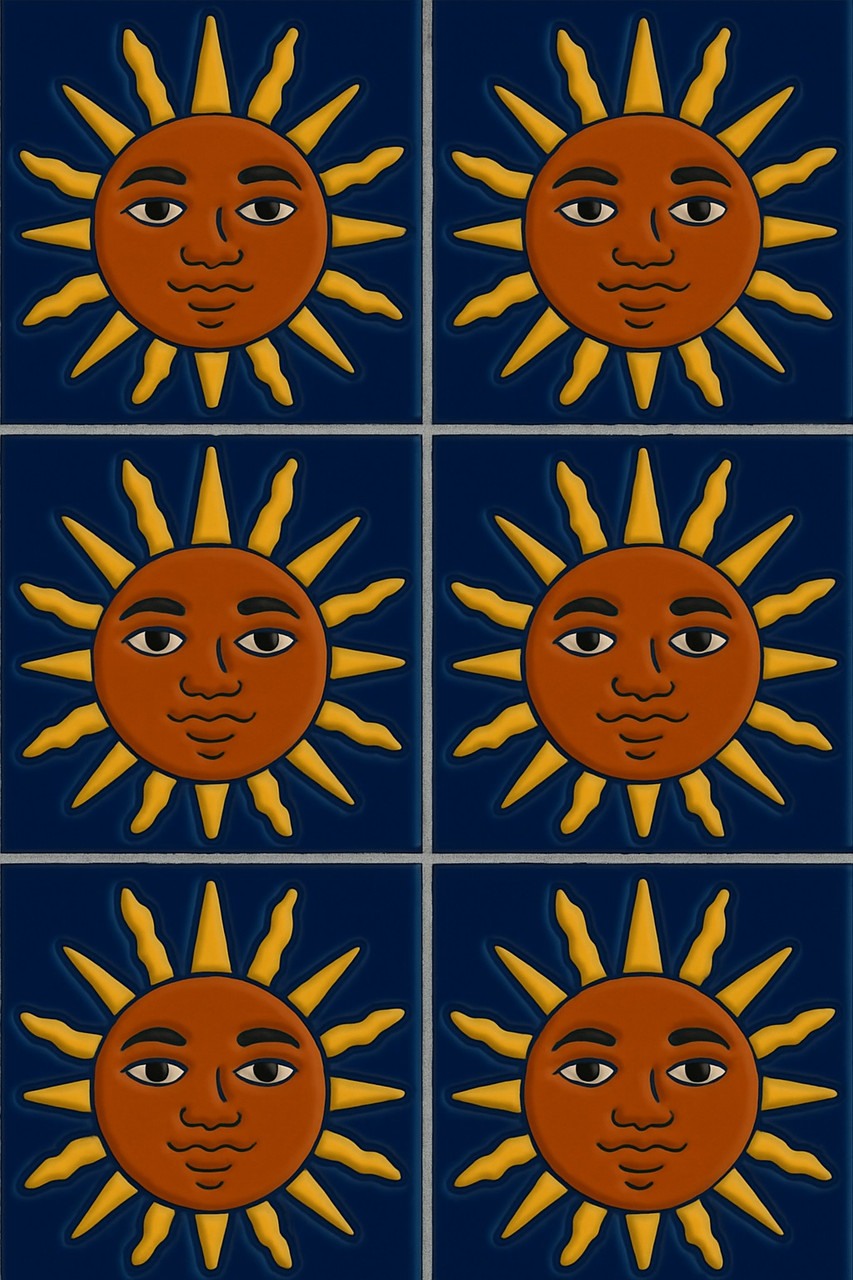 Mexican Relief Tile – Sun Face Motif: Lifestyle Décor for Kitchen, Loft ...