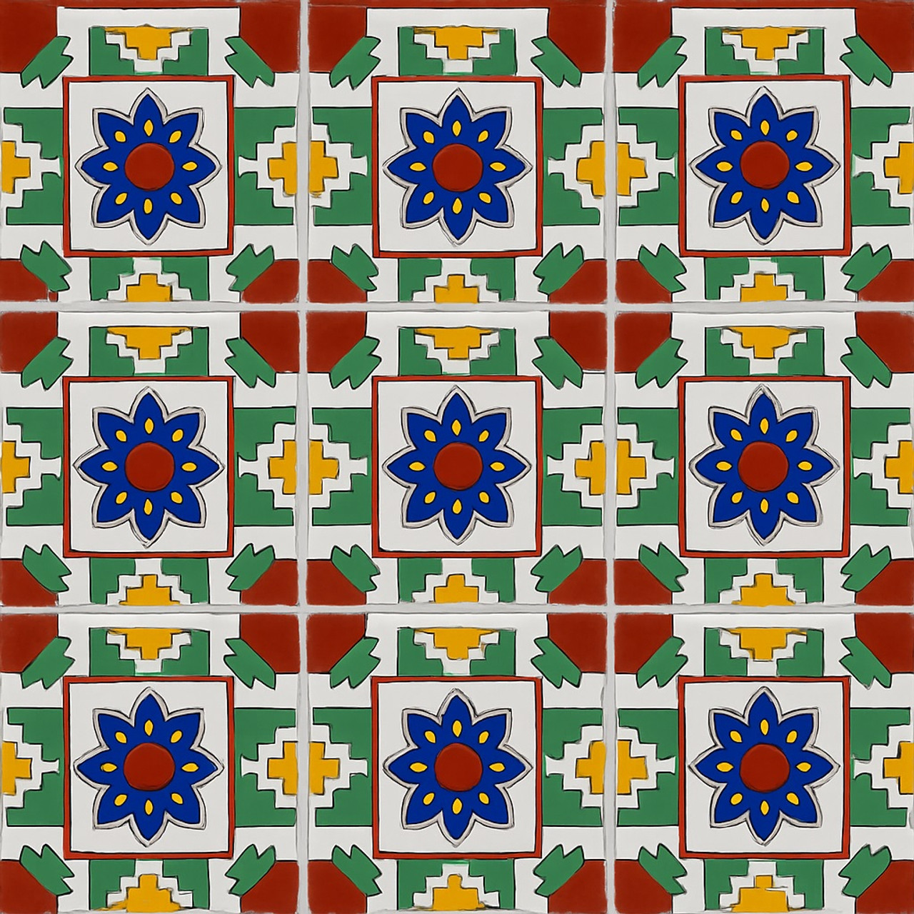 Mexican Tile with Blue Floral Border for Backsplash & Walls - Rustica ...