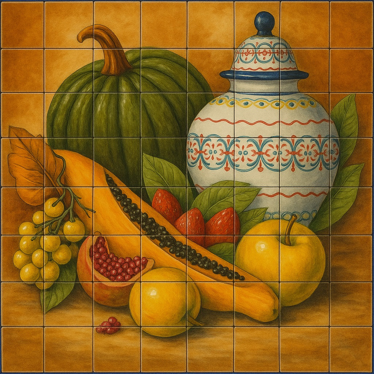 Mexican Tile Mural – Fruit Still Life Talavera Art - Rustica House