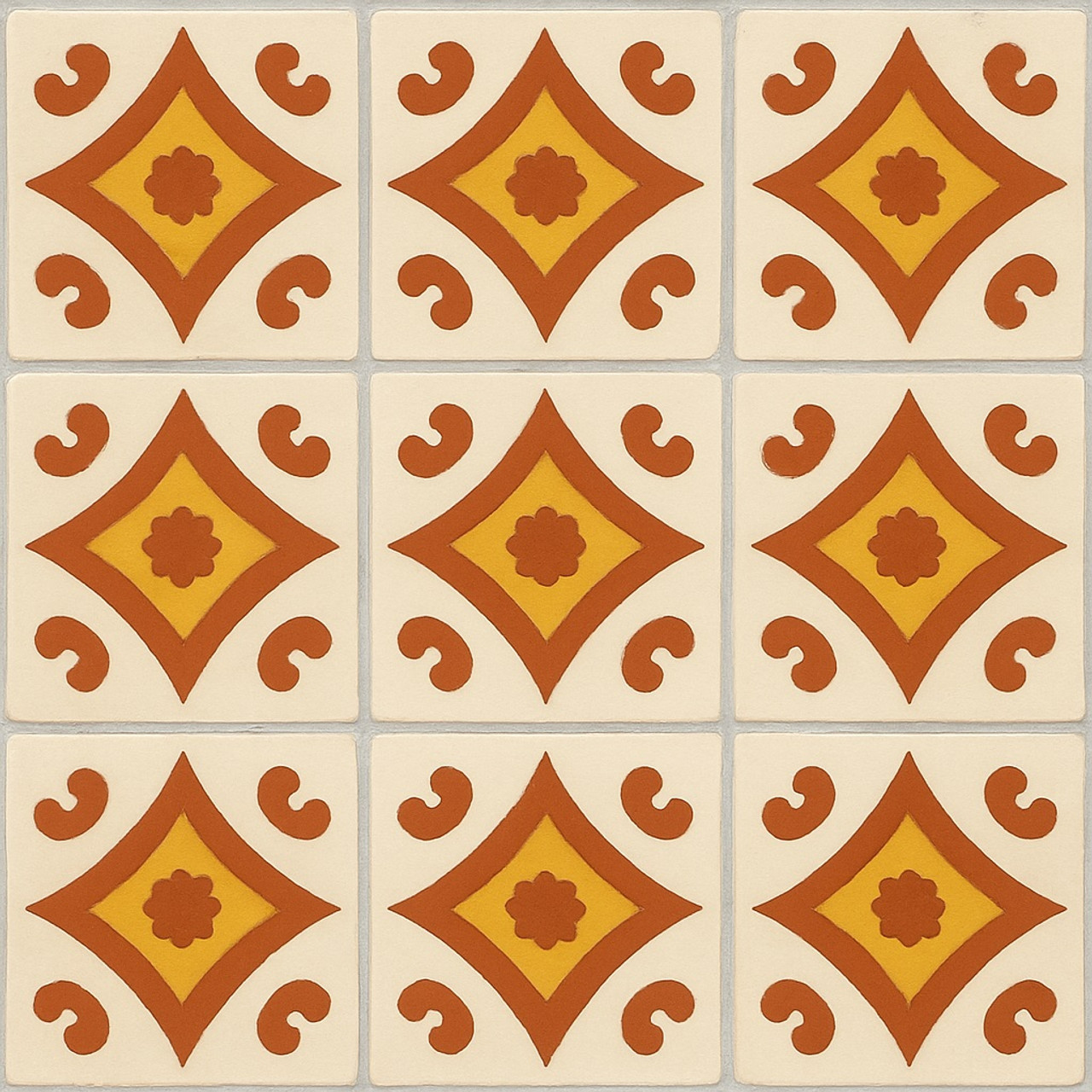 Terracotta Yellow Scroll Mexican Tile – Handcrafted Elegance - Rustica ...
