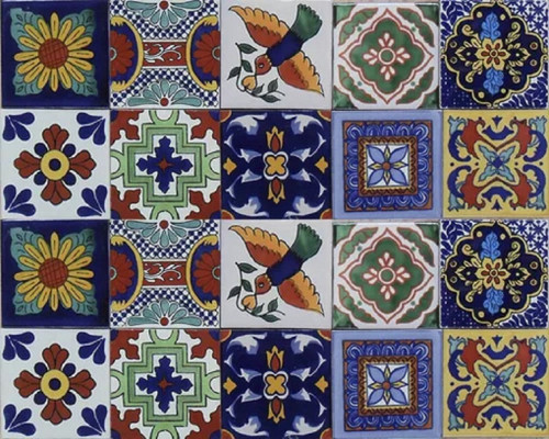 40 6x6-inch Mixed Mexican Talavera Tiles – Vibrant Handcrafted Decor