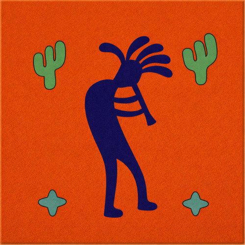 Kokopelli Cobalt Terracotta Mexican Tile | Handcrafted Ceramic