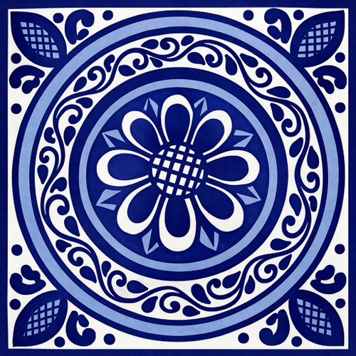 Blue Medallion Talavera Tile | Mexican Handcrafted Design
