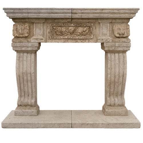 Spanish Colonial Stone Fireplace | Hand-Carved Mexican Mantel