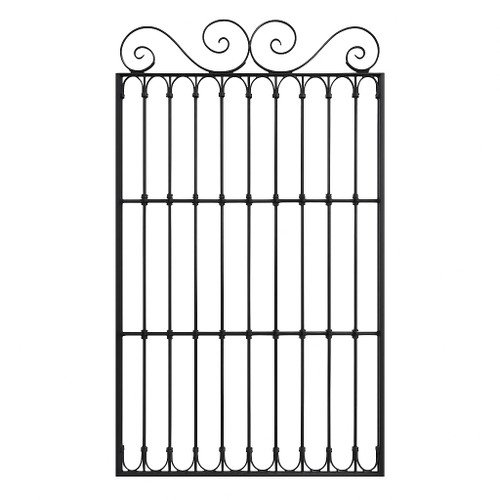 Black Iron Window Guard with Scroll Crown Design