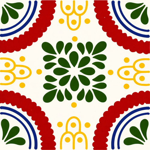 Talavera Tile Geometric Medallion Pattern