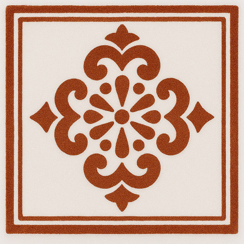 Mexican Terracotta Floral Rosette Tile Design