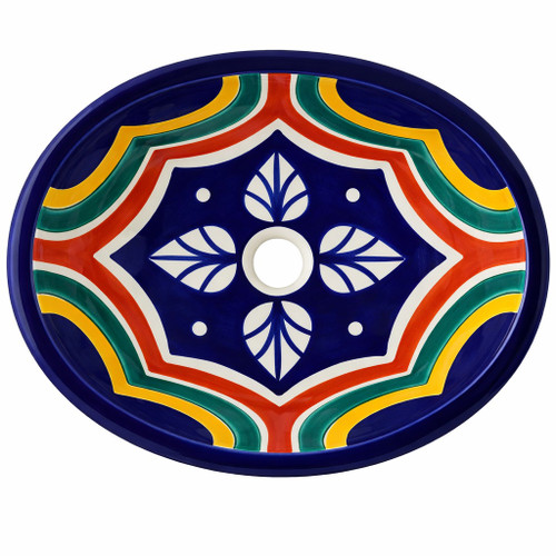 Geometric Talavera Mexican Bathroom Sink | Handcrafted Ceramic Vanity Sink