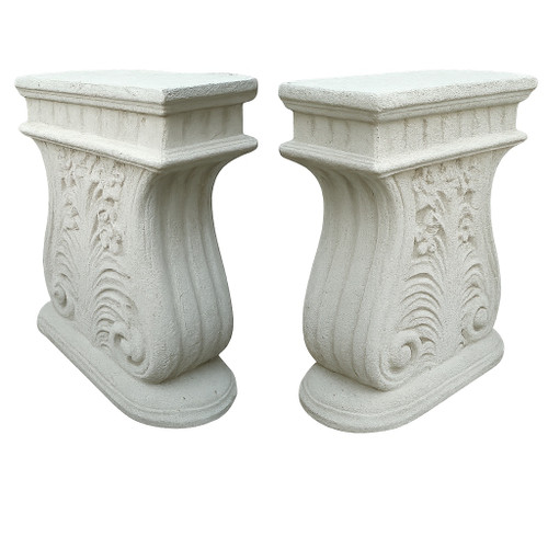 Cantera Stone Stand - Floral Carvings | Decorative Base