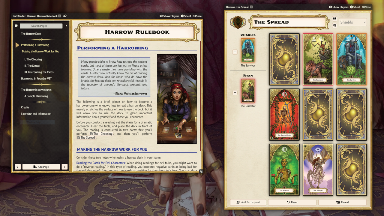 Pathfinder Harrow Deck (Foundry VTT)