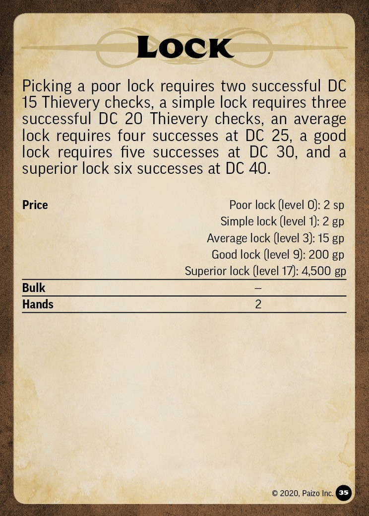 Pathfinder Adventure Gear Deck