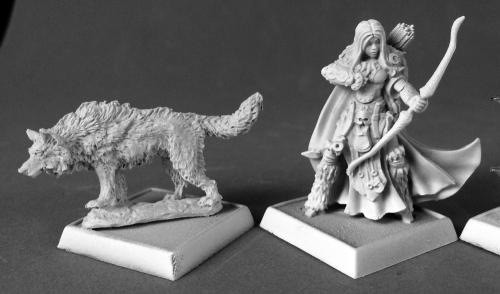Pathfinder Miniatures: Adowyn, Iconic Human Hunter and Wolf