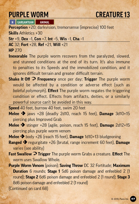 Pathfinder Bestiary Battle Cards