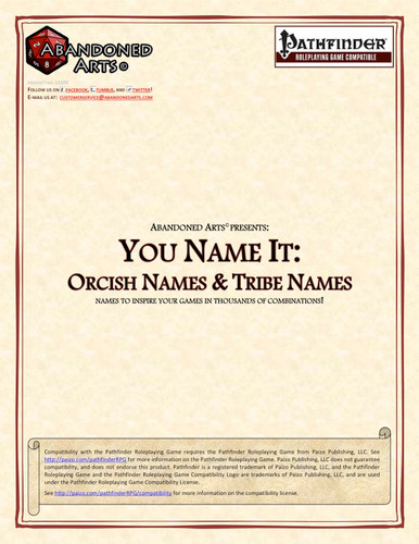 You Name It: Orcish Names & Tribe Names PDF