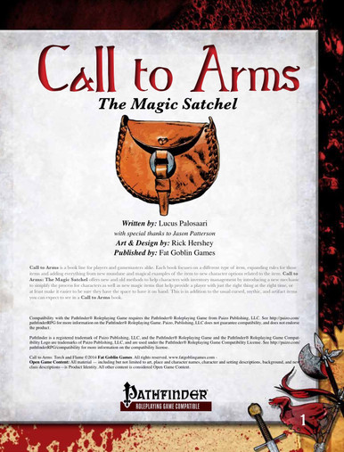 Call to Arms: The Magic Satchel PDF