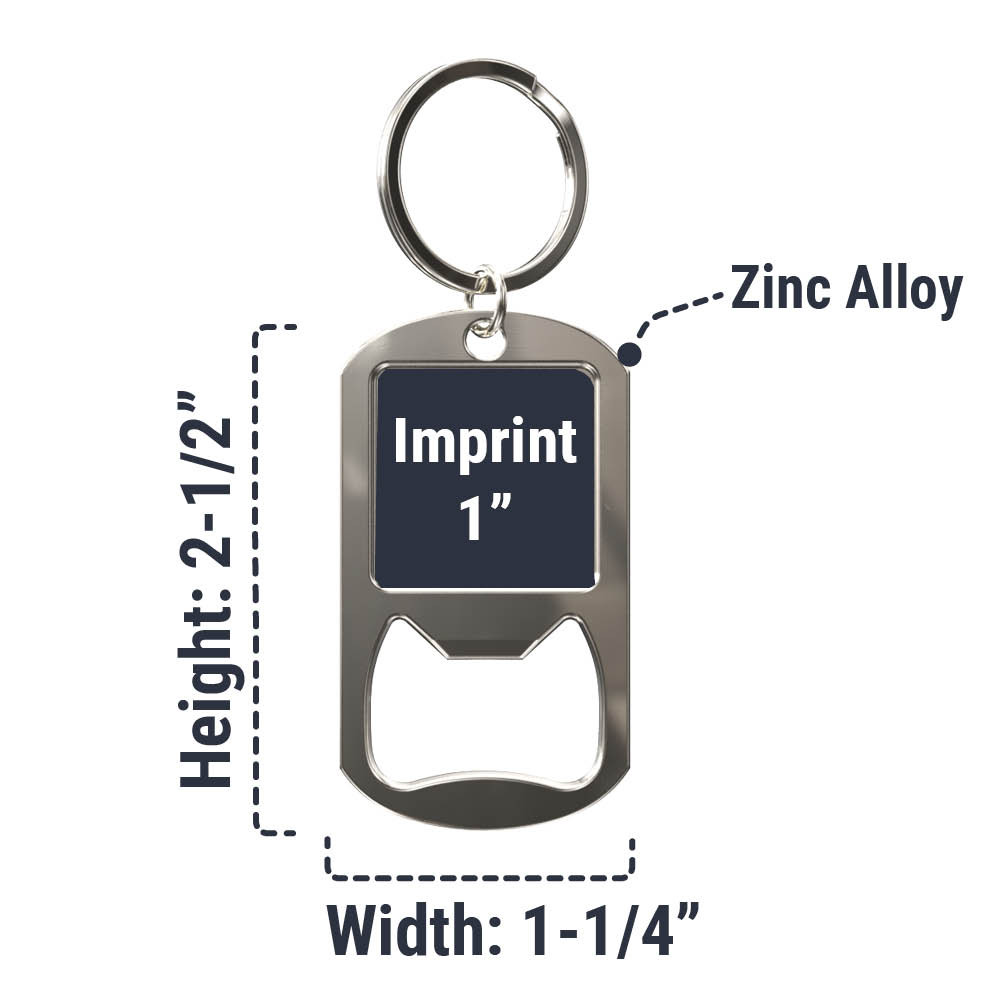 Bottle Opener Square Key Tag w/ Split Ring