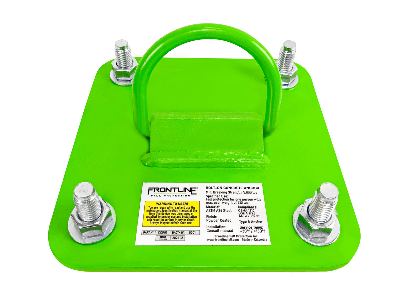 Frontline COB345KSV Reusable Concrete Anchor 5k with Swiveling D-Ring ...