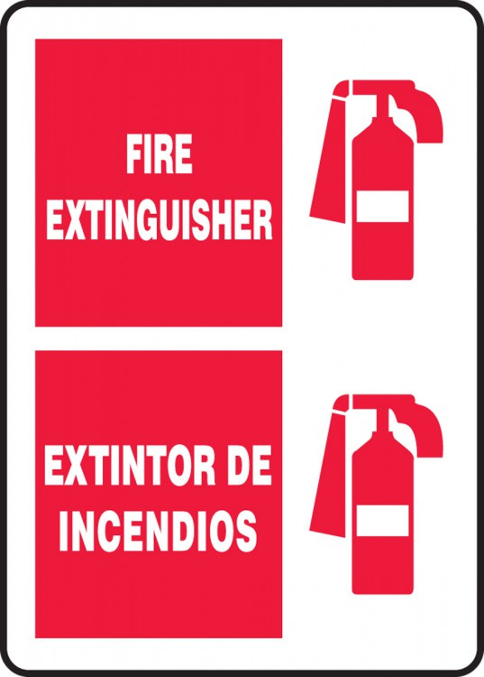 Accuform SBMFXG903VP Bilingual Fire Safety Sign: Fire Extinguisher ...