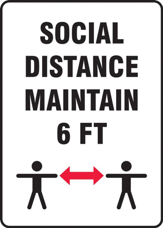 Social Distance Maintain 6 FT Plastic Sign (14'' x 10'') - Industrial ...