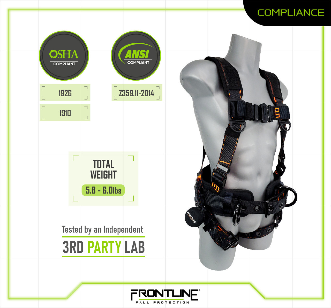Frontline 110CTB Combat Lite Full Body Harness all Aluminum Hardware ...