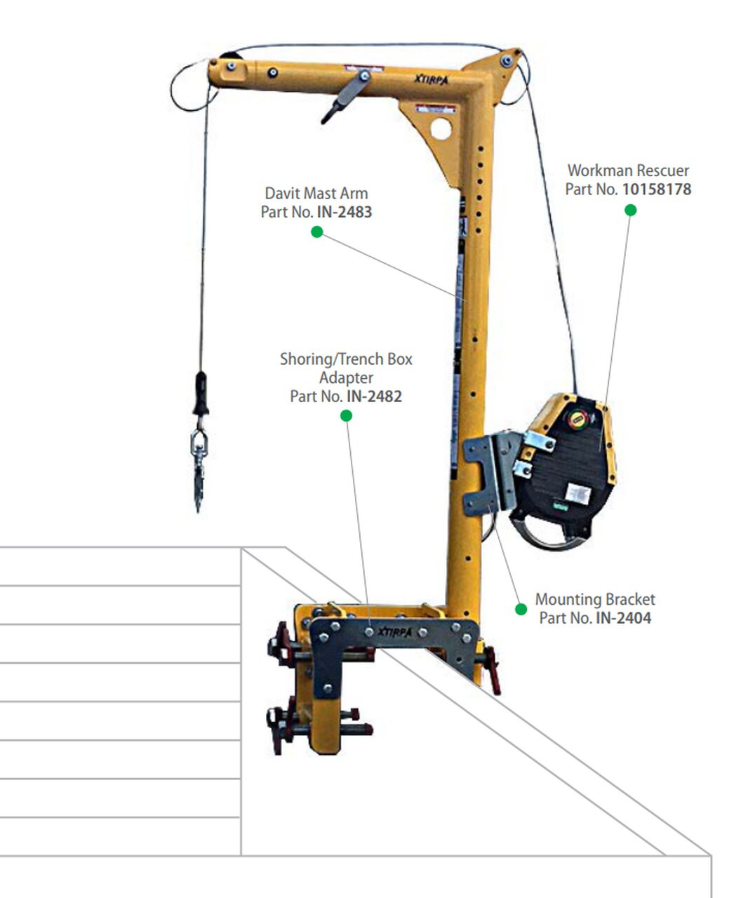 MSA XTIRPA IN-2483 Mast/Davit Arm - Industrial Safety Products