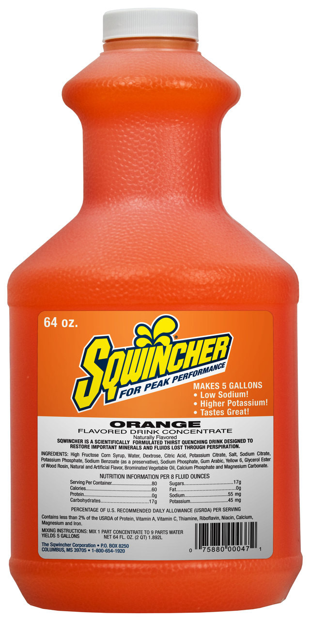Sqwincher 050107-OR Orange 64 oz Lite Liquid Concentrate (6/Case)