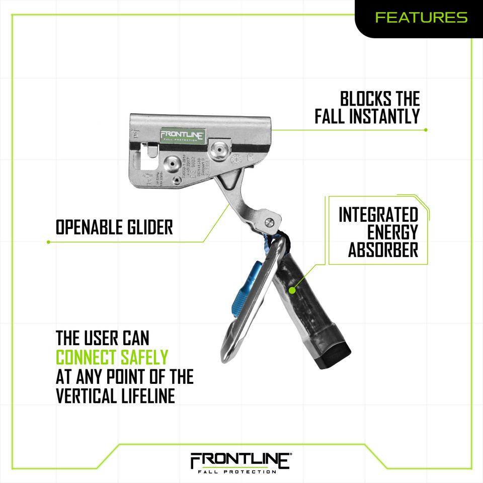 Frontline GLC38 Vertical Ladder Lifeline System Cable Glider ...