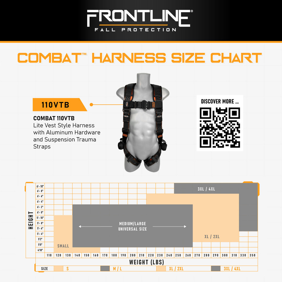 Frontline 110VTB Combat Lite Vest Style Harness with Aluminum Hardware ...