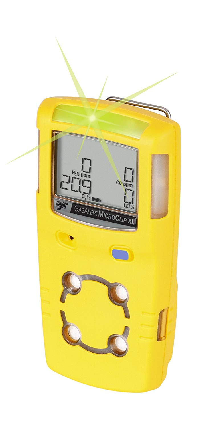 BW Technologies MCXL-XWHM-Y-NA GasAlertMicroClip XL 4 Gas Detector, CO ...