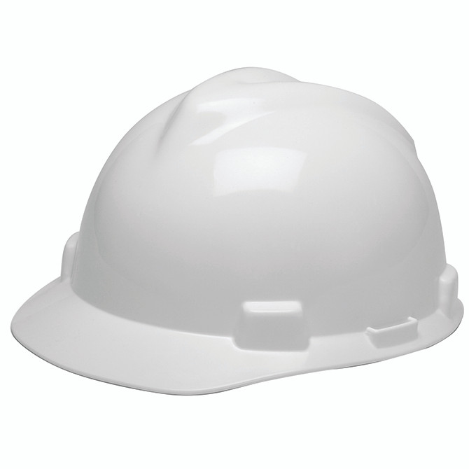 MSA 475358 V-Gard White Hard Hat with Fas-Trac Suspension (Cap Style ...