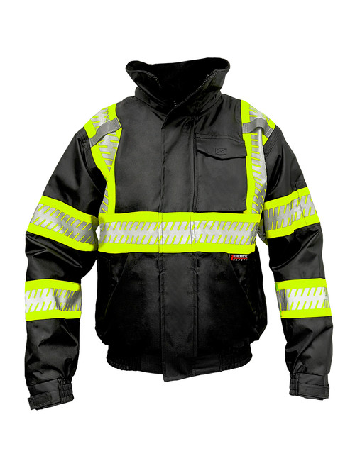 Fierce Safety Hi Vis Bomber Jacket with Fleece - ANSI Class 1 ...