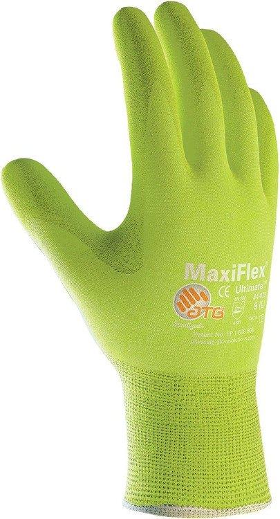 MaxiFlex 34-874FY Hi-Viz Glove Nitrile Coated Micro-Foam Grip (Pair ...