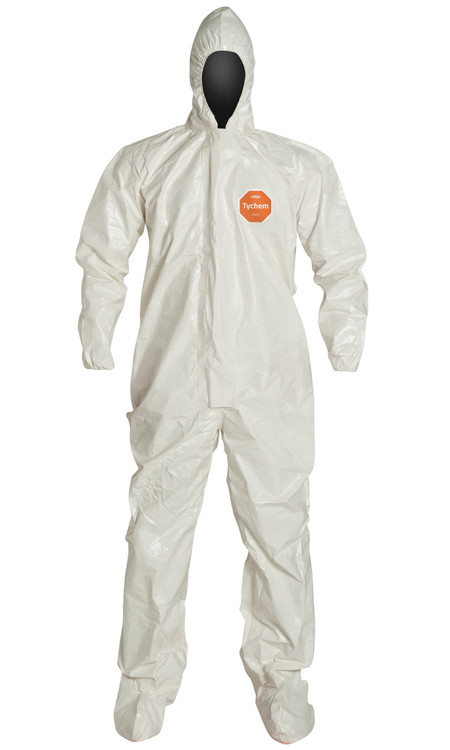 DuPont SL122T Hooded Coverall with Elastic Wrists and Attached Socks (6 ...