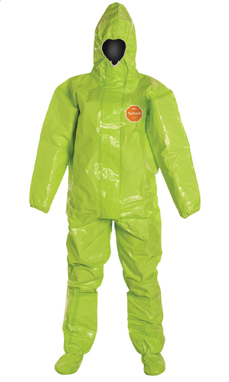 DuPont TK128T Tychem Hooded Coverall with Elastic Wrists and Attached ...